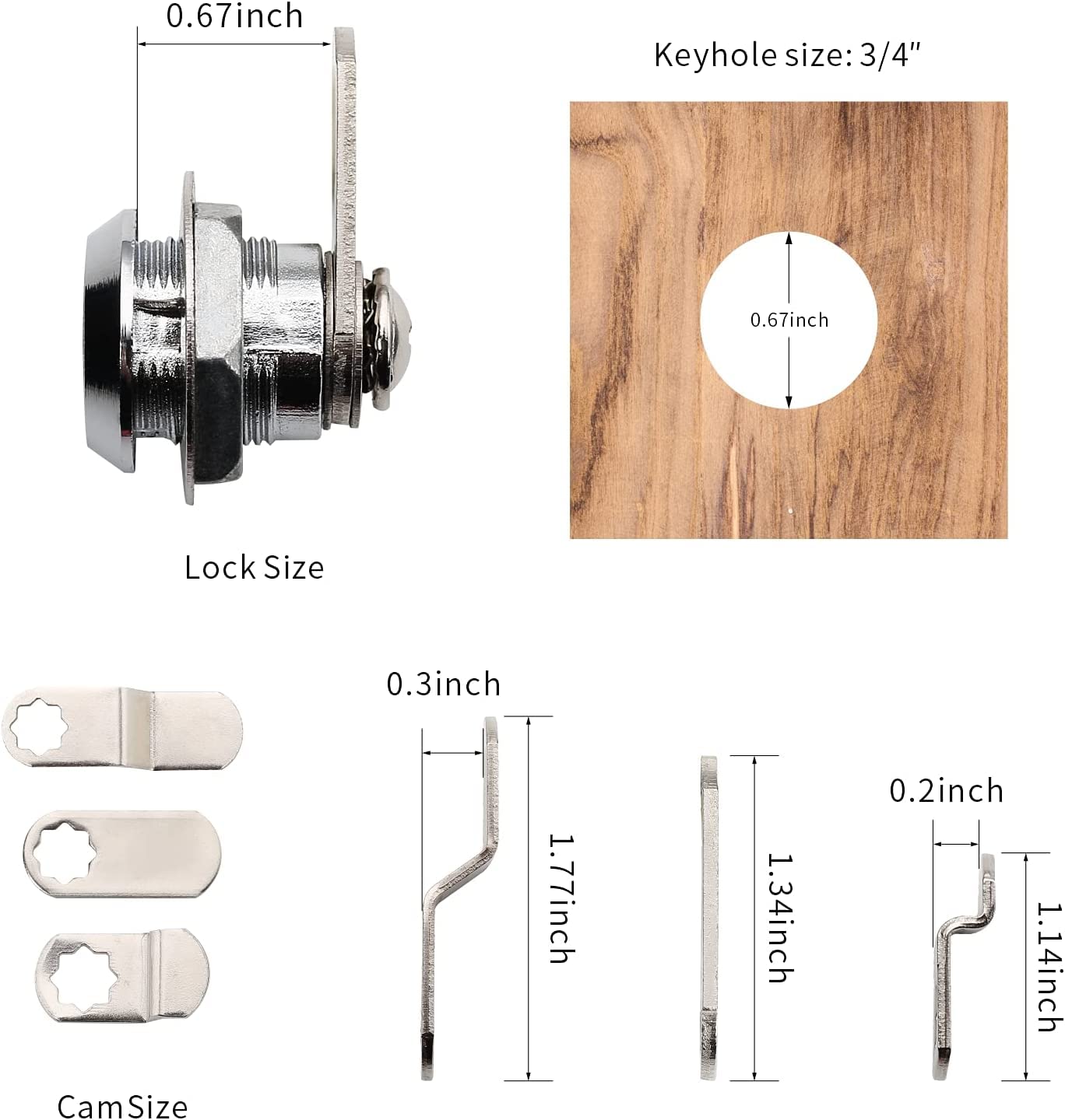 KNOKLOCK 2 Pack 5/8 Inch Cabinet Locks with Keys Cabinet Cam Lock Set Mailbox Locks Replacement Chrome Finish Zinc Alloy Desk Drawer Lock RV Storage Locks