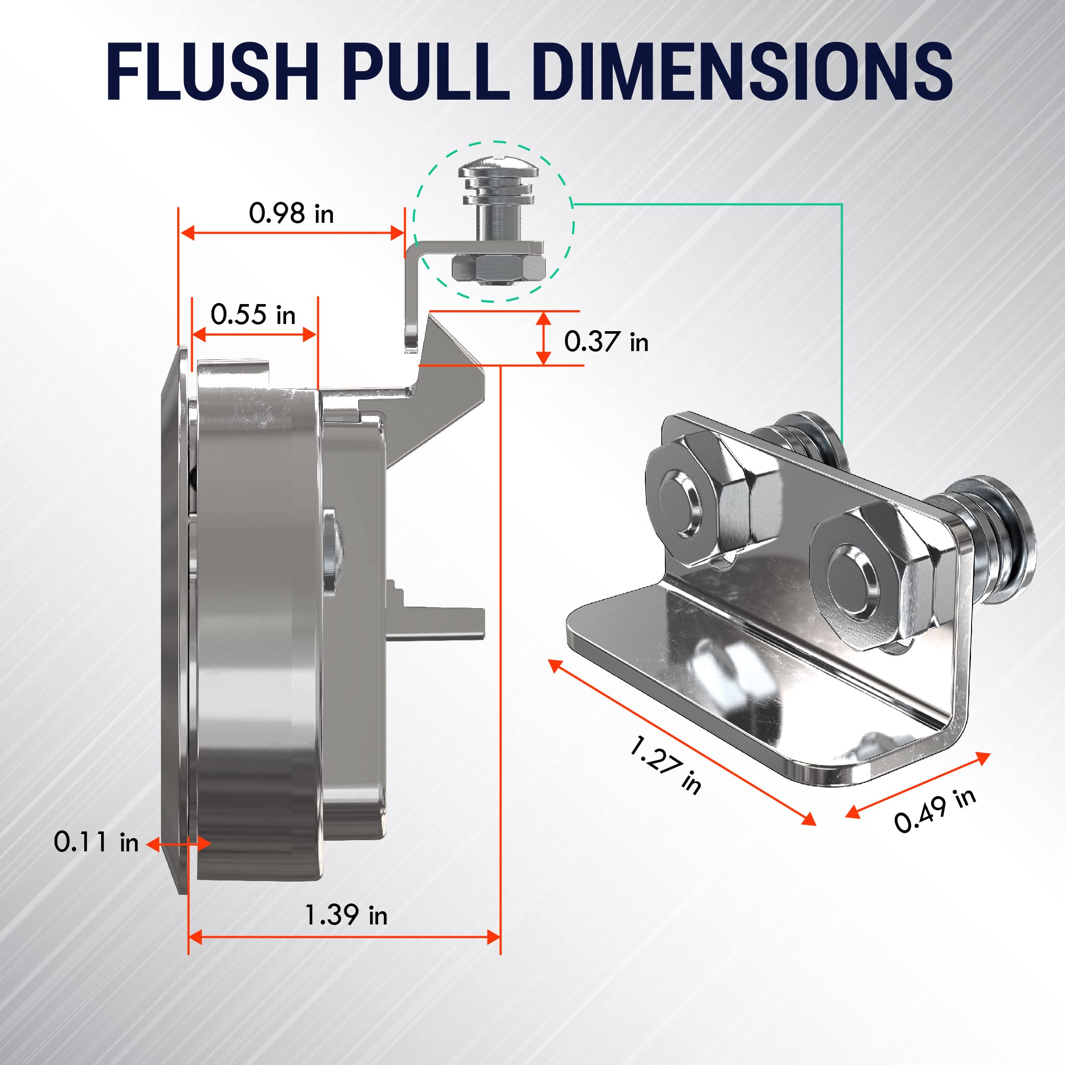 LATCH.IT RV Flush Latch Lock | 2 Pack Chrome Flush Slam Latch | Flush Mount Latch | 100% Metal Boat Latch | Heavy Duty RV Boat Lid Lock | Fits Lock Holes w/Diameter of 2” & Door Thickness up to 0.5”!