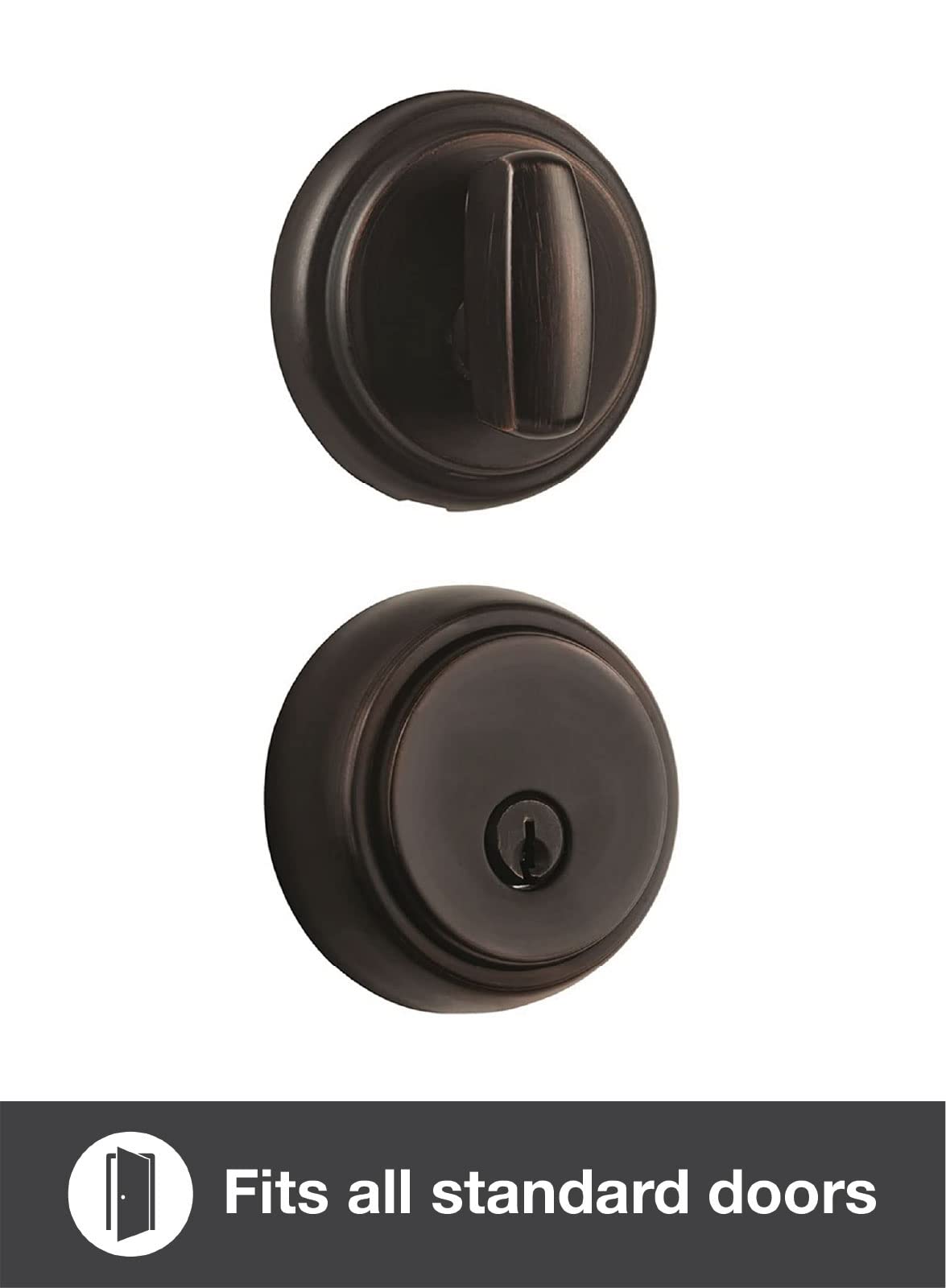 BRINKS - Amberhall Push Pull Rotate Keyed Deadbolt, Tuscan Bronze - Built for Rigorous Residential Protection, ANSI Grade 2 Security