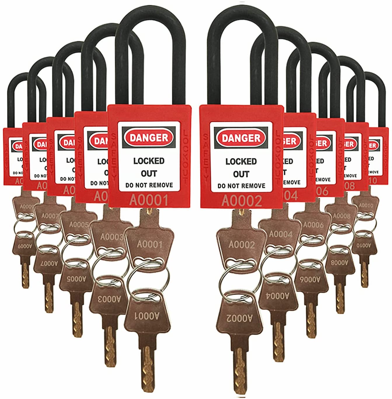 SAFBY Lockout Tagout Locks Loto Safety Padlock, Keyed Differently, OSHA Loto Safe Padlocks for Lock Out Tag Out Stations and Devices