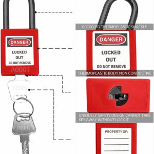 SAFBY Lockout Tagout Locks Loto Safety Padlock, Keyed Differently, OSHA Loto Safe Padlocks for Lock Out Tag Out Stations and Devices