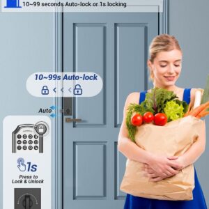 BULIST Smart Lock with Voice Prompts - Electronic Keypad Deadbolt Lock - Keyless Entry Door Lock with Auto Lock & Disable, 1S Locking for Home, Easy to Install and Program (Satin Nickel)