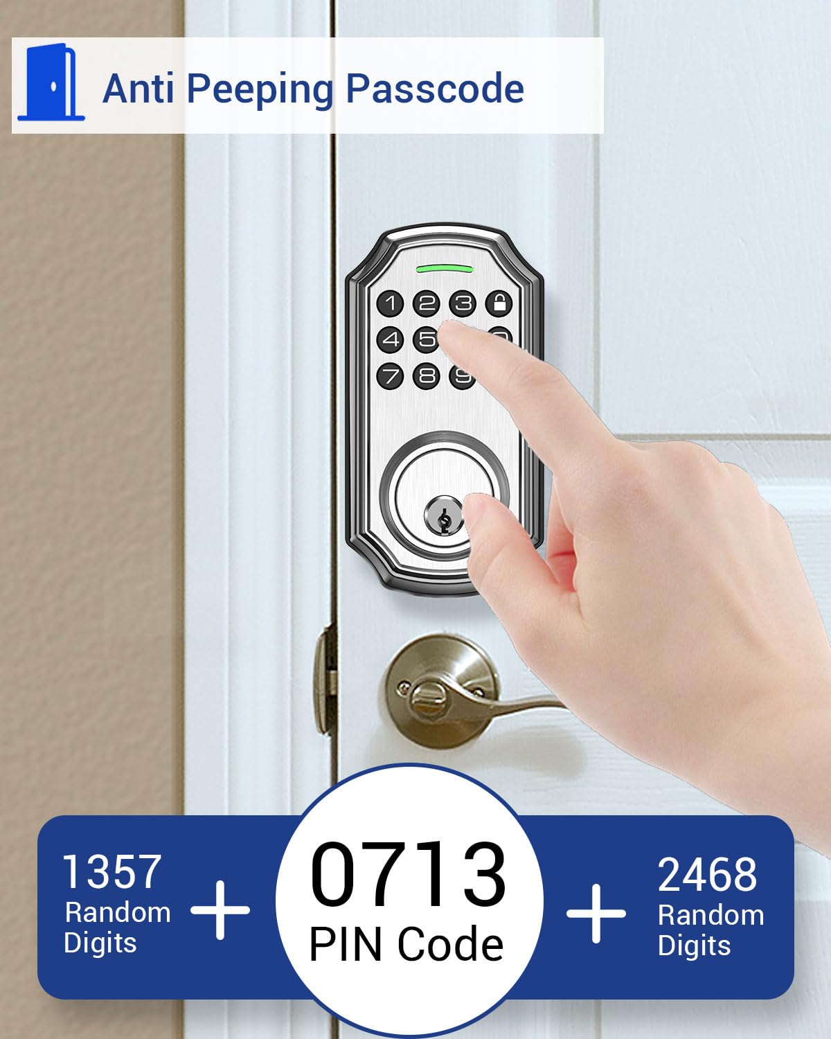 BULIST Smart Lock with Voice Prompts - Electronic Keypad Deadbolt Lock - Keyless Entry Door Lock with Auto Lock & Disable, 1S Locking for Home, Easy to Install and Program (Satin Nickel)