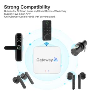 BIWIBON Smart Door Knob Wi-Fi Gateway,Bluetooth Fingerprint Door Lock Wi-Fi Bridge with Tuya Smart APP,Tuya Remote Control Keyless Entry Door Lock WiFi Hub Work with Alexa for Voice Control