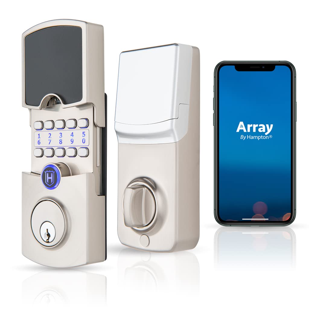 Array by Hampton - Gen 2 Cooper Smart Lock for Front Door, Satin Nickel - Deadbolt with WiFi Keyless Entry, Compatible with Amazon Alexa and Google