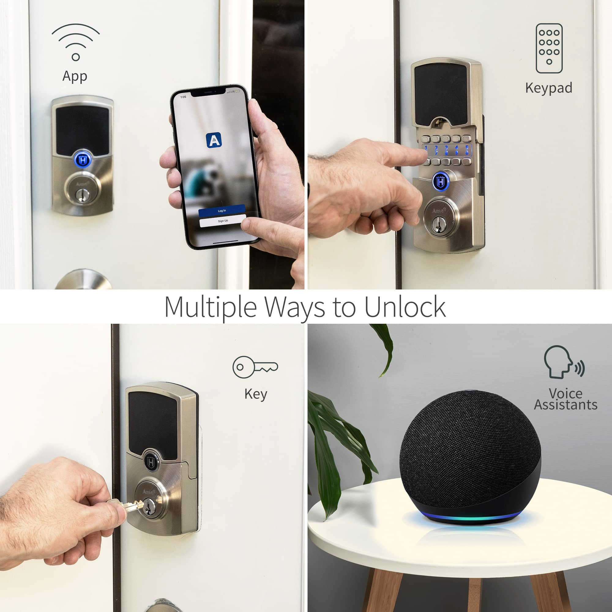 Array by Hampton - Gen 2 Cooper Smart Lock for Front Door, Satin Nickel - Deadbolt with WiFi Keyless Entry, Compatible with Amazon Alexa and Google