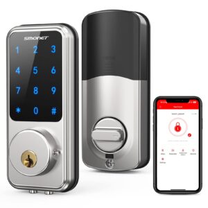 smart lock, smonet touchscreen keypad deadbolt, keyless door entry for exterior door, passcode code front door lock, wifi door lock compatible with alexa, bluetooth deadbolt lock for home office