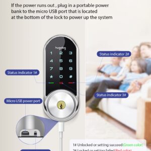 Hugolog Smart Lock,Keyless Entry Door Lock,Keypad Smart Door Lock,Smart Deadbolt Lock,Electronic Door Lock with Keyless Deadbolt,Bluetooth Digital Door Lock for Home,Airbnb,Garage