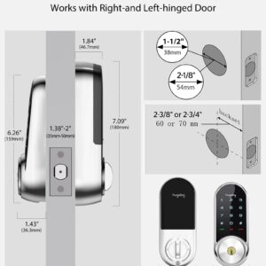 Hugolog Smart Lock,Keyless Entry Door Lock,Keypad Smart Door Lock,Smart Deadbolt Lock,Electronic Door Lock with Keyless Deadbolt,Bluetooth Digital Door Lock for Home,Airbnb,Garage