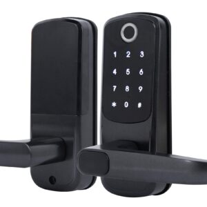 biometric fingerprint door lock, fingerprint password lock, remote control doorlock, intelligent electronic lock with virtual password design/mechanical key/anti-peeping, for alexa voice control