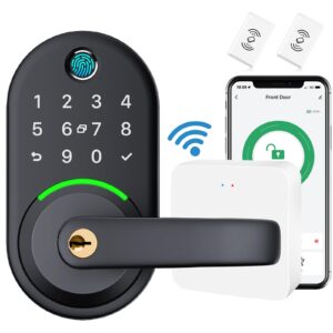 smart lock with wifi gateway (included), remote control anywhere,voice control compatible with alexa and google home