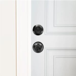 Cielsa Dawn Exterior Door Knobs Exterior Door Lock Set with Deadbolt, Single Cylinder Deadbolt Door Locks with The Same Keys,Round Ball,Matte Black(2Pack)