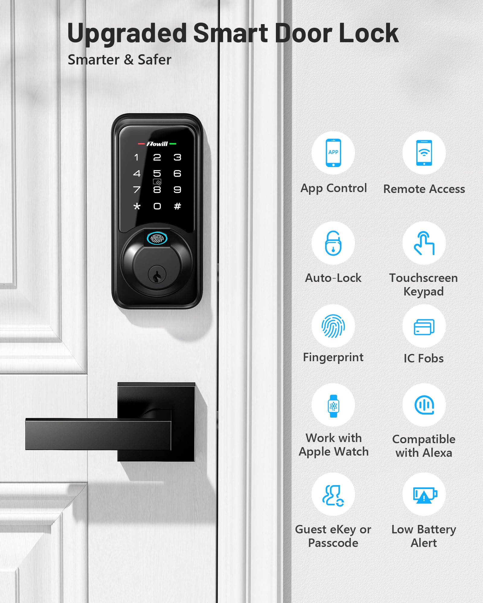 WiFi Smart Lock, DK07 Fingerprint Door Lock with APP Control, G2 Gateway Included