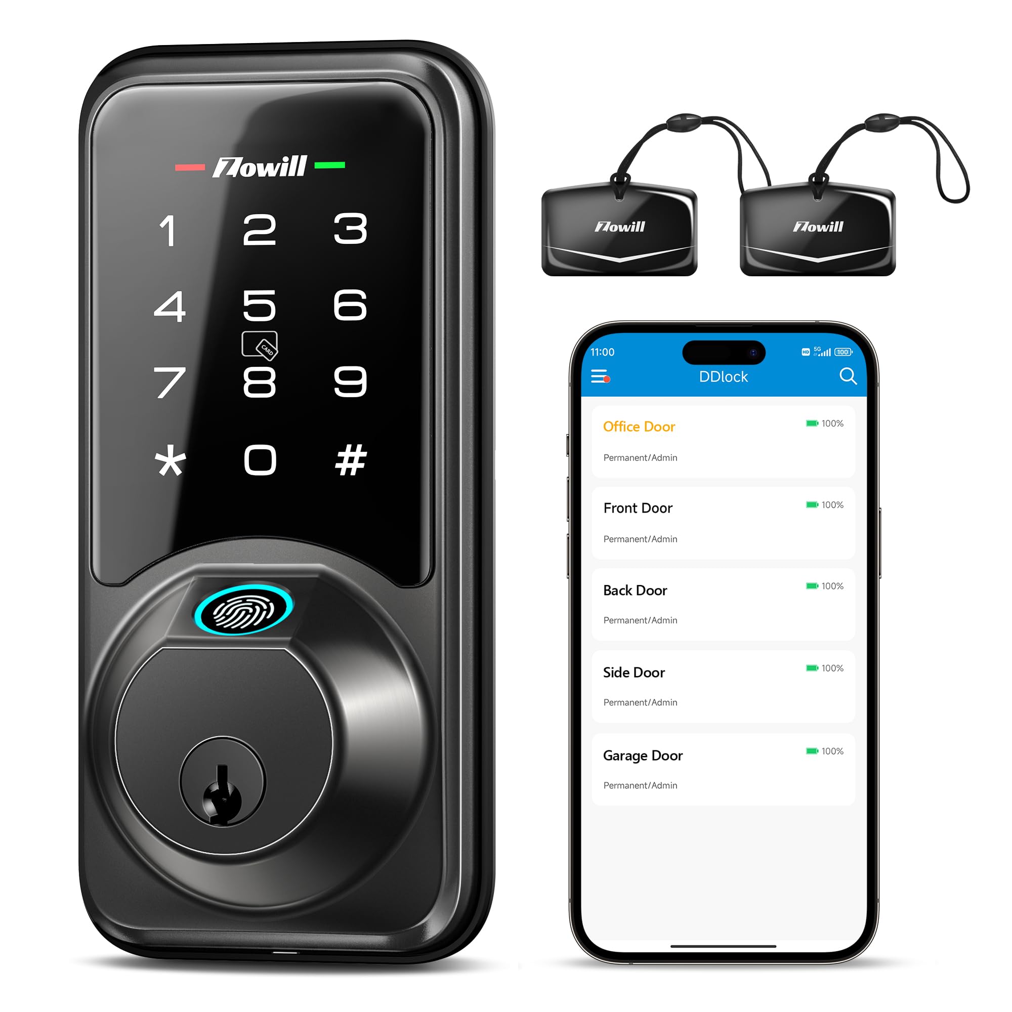 WiFi Smart Lock, DK07 Fingerprint Door Lock with APP Control, G2 Gateway Included