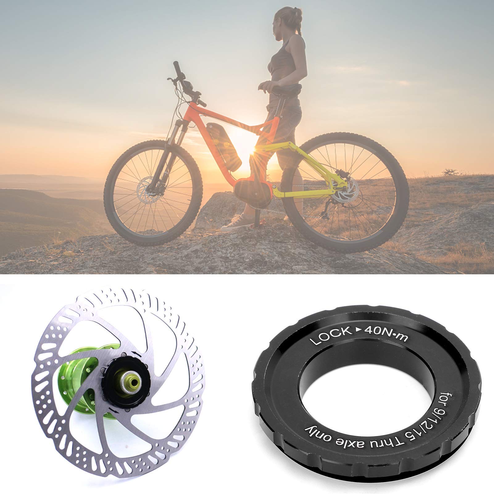 VGEBY Mountain Bike Center Lock Wheelset Hub Disc Lock Cover 12/15/20MM Barrel Shaft Centerlock Disc Rotor Lockring