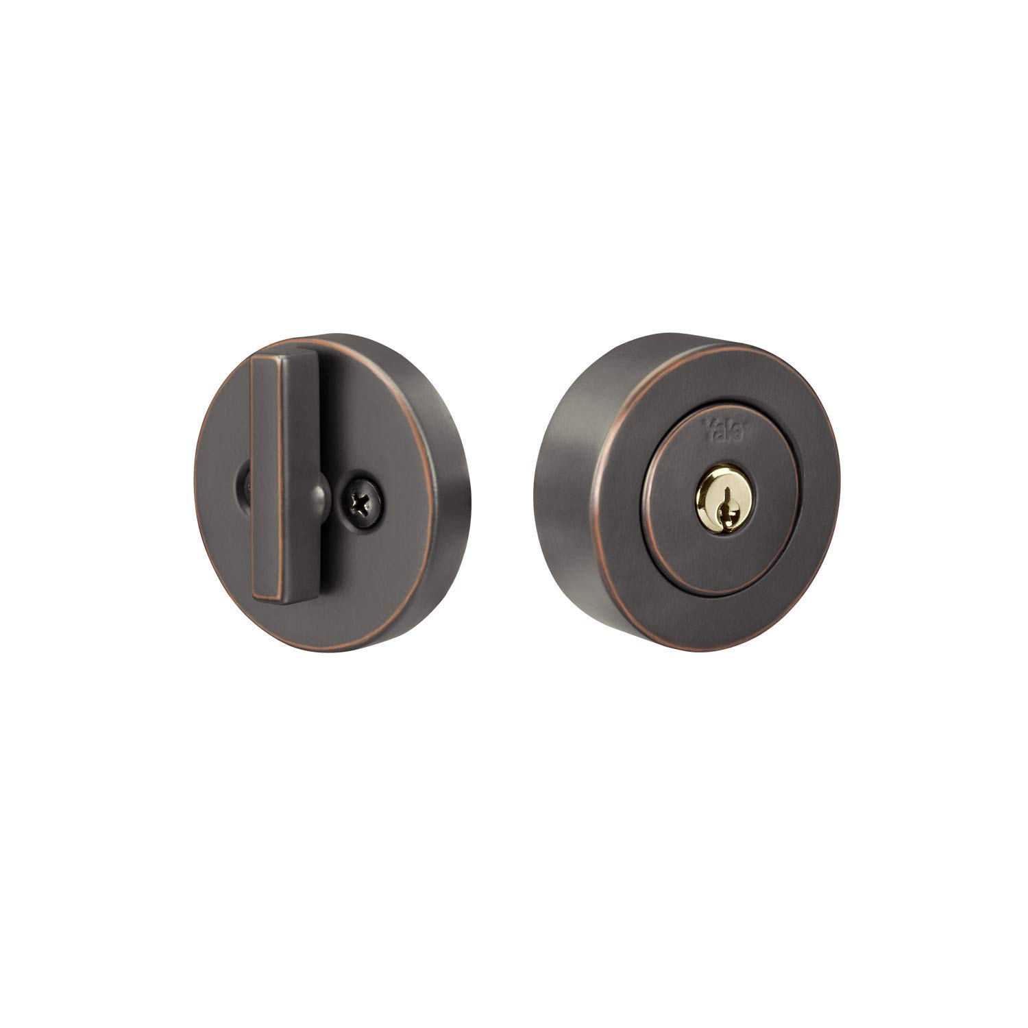 Yale Home 4881K19FR Flat Round Single Cylinder, Oil Rubbed Bronze Deadbolt