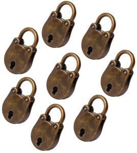 alles mini small padlock 8 pcs antique padlocks mini little vintage lock with key for jewelry box,wedding card box,treasure chest, wine box, diary book and more - bronze