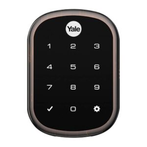 liftmaster myq key free smart lock with touchscreen, deadbolt, oil rubbed bronze with myq smart garage control control (lmdbpack-ob & 821lmc)