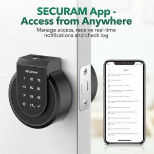 SECURAM Touch Smart Lock with Smart Hub, Wi-Fi, Fingerprint, Code, App, High-Security Keys, and Voice Control, Easy Installation, Bluetooth Enabled