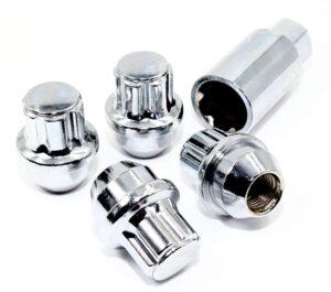 set of 4 veritek 14x1.5mm 1.6 inch 22mm hex chrome large acorn conical seat wheel locks for tesla factory wheels