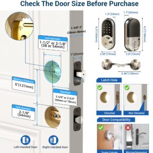 Veise Wifi Smart Lock with 2 Handles, Keyless Entry Door Lock Deadbolt with Handle Set, Smart Locks for Front Door with App Control, Electronic Digital Lock, Auto Lock, Easy Installation, Satin Nickel