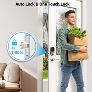 Veise Wifi Smart Lock with 2 Handles, Keyless Entry Door Lock Deadbolt with Handle Set, Smart Locks for Front Door with App Control, Electronic Digital Lock, Auto Lock, Easy Installation, Satin Nickel