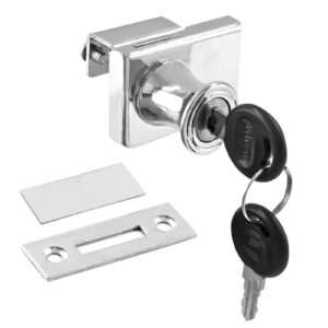 LDEXIN Double Door Display Cabinet Lock with Keys, Zinc Alloy Glass Door Lock No Drill, Cabinet Safety Lock for 5-9mm Thickness Glass