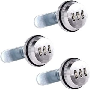 Spotact 3 Pcs Combination Cam Lock Security Locks Bright Chrome Zinc Alloy Password Coded Lock for Box Cabinet (9/8")