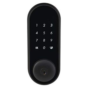 amazon basics grade 2 contemporary electronic touchscreen deadbolt door lock - matte black