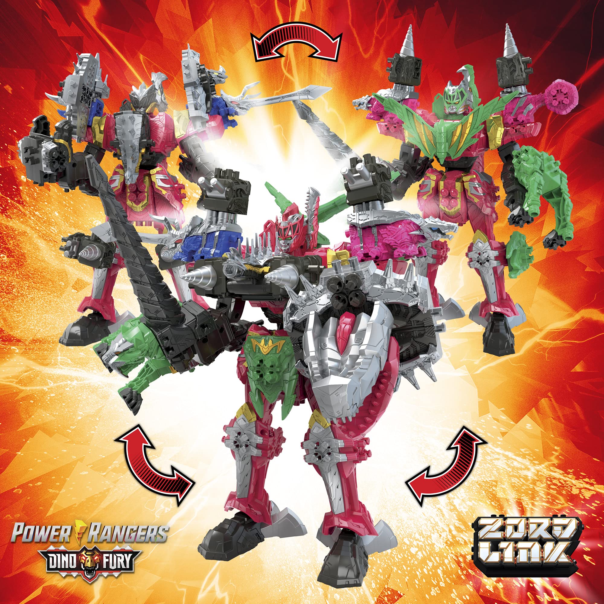 Power Rangers Dino Fury Megazord Mega Pack 5-pack Zord Action Figure Toys for Kids Ages 4 and Up (Amazon Exclusive)