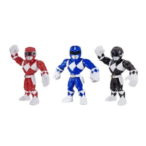 power rangers playskool heroes mega mighties power rangers 3-pack - red, blue and black ranger 10-inch action figures, kids ages 3 and up (amazon exclusive)