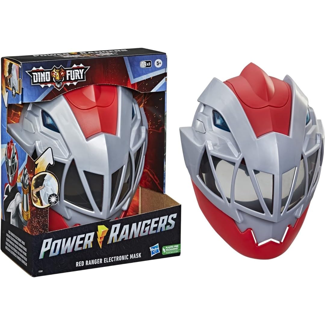 Power Rangers Dino Fury Red Ranger Electronic Mask Roleplay Toy for Costume and Dress Up Inspired by The TV Show Ages 5 and Up