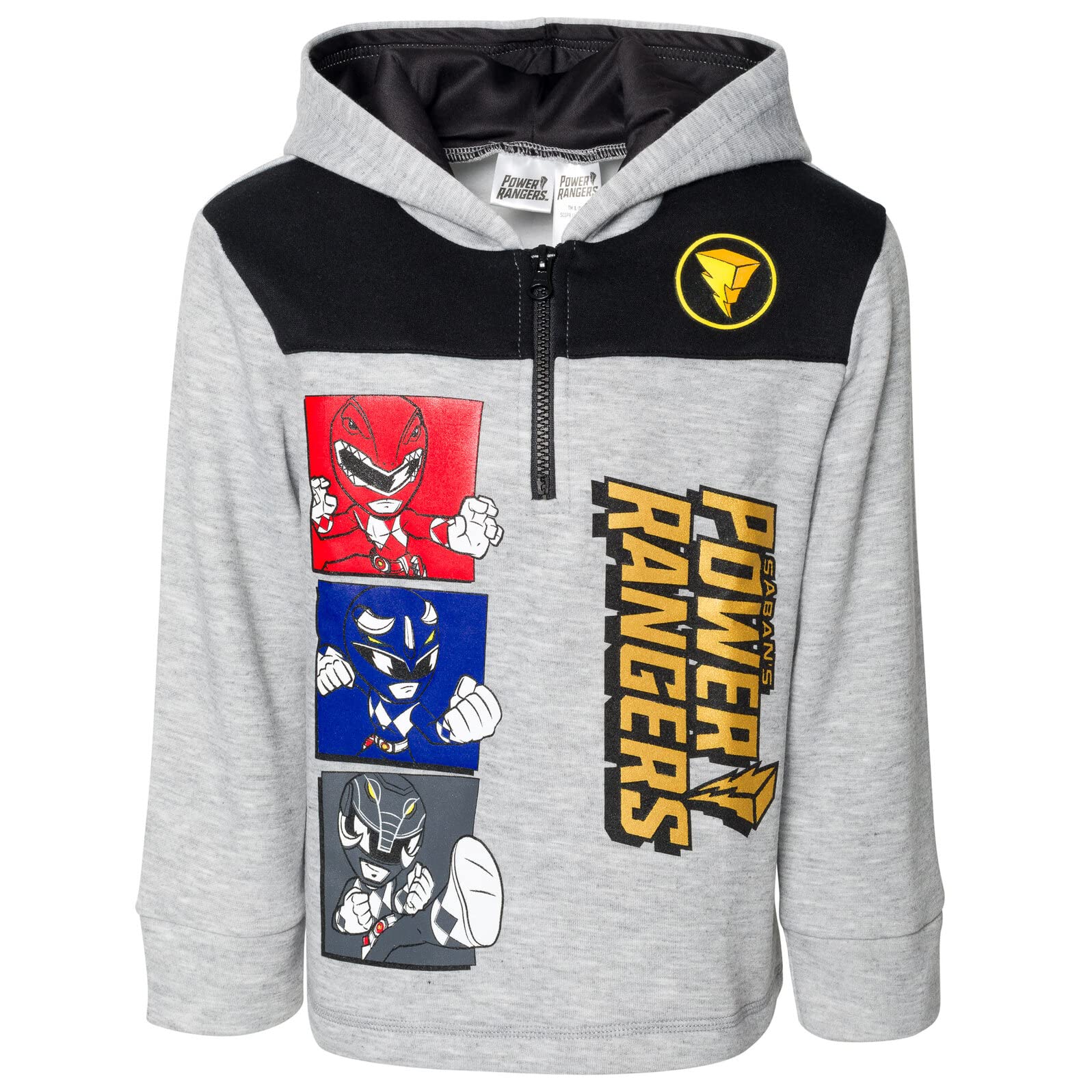 Power Rangers Toddler Boys Fleece Half Zip Hoodie Gray 4T