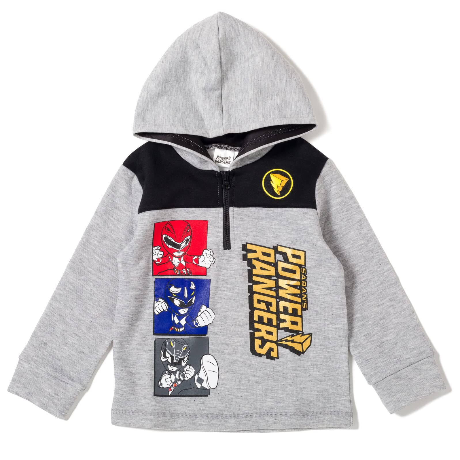 Power Rangers Toddler Boys Fleece Half Zip Hoodie Gray 4T