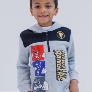 Power Rangers Toddler Boys Fleece Half Zip Hoodie Gray 4T