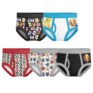 power rangers boys amazon exclusive 100% combed cotton 5-pack brief in sizes 4, 6 and 8, 5-pack, 4