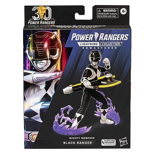 Power Rangers Lightning Collection Remastered Mighty Morphin Black Ranger 6-Inch Action Figure, Toys for Boys and Girls Ages 4 and Up