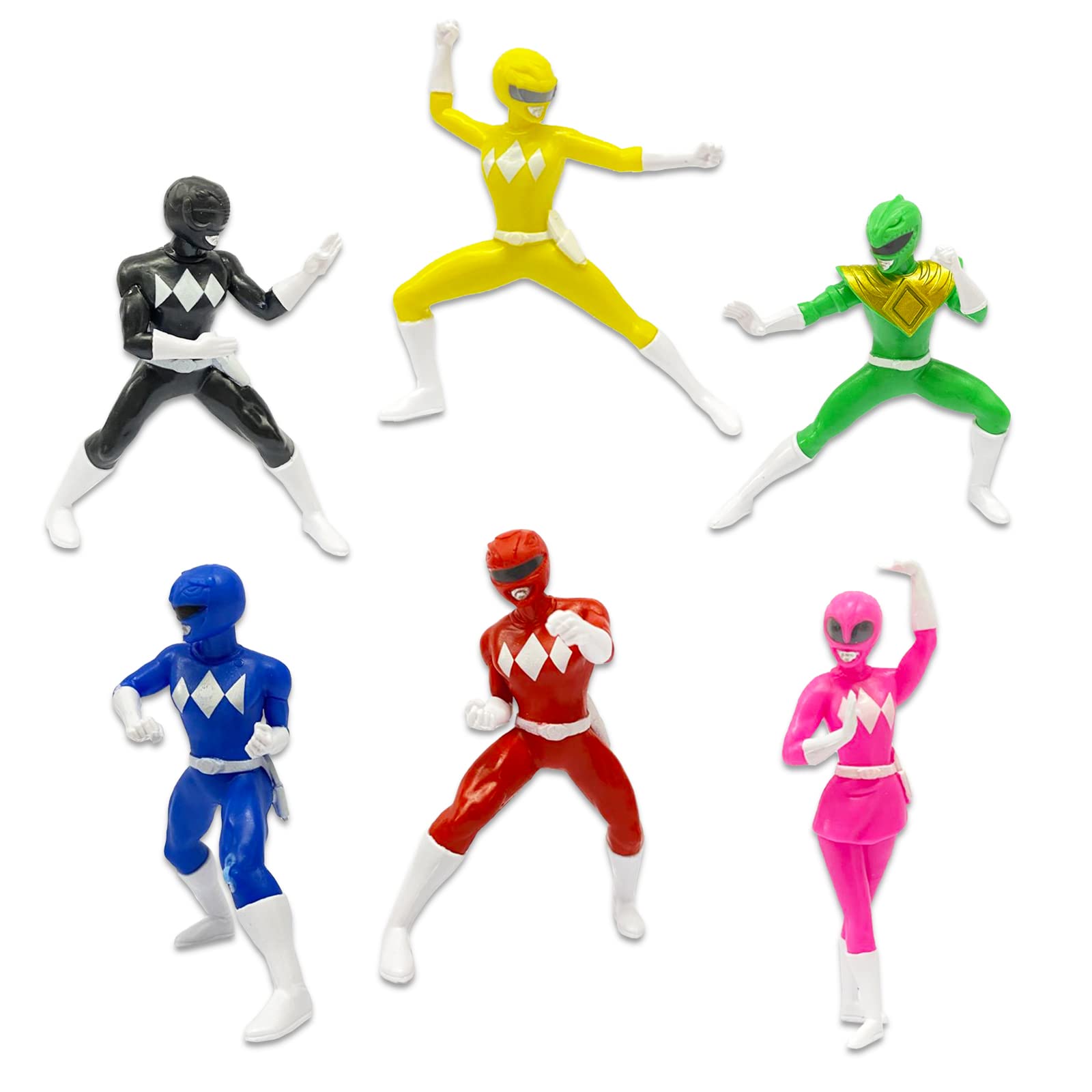 Power Rangers Action Figures Set - Bundle with 6 Mini Power Rangers 2.75" Figurines Plus Power Rangers Tattoos and More | Power Rangers Goodie Bag Fillers