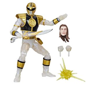 power rangers lightning collection 6-inch mighty morphin metallic white ranger collectible action figure toy with accessories, f3952