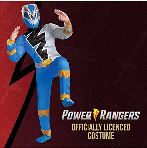 Blue Power Ranger Costume for Kids, Official Power Rangers Dino Fury Outfit with Mask, Child Size Small (4-6)