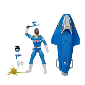 power rangers lightning collection in space blue ranger & galaxy glider 6-inch premium collectible action figure toy, multiple accessories