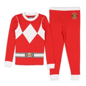 intimo power rangers toddler boys' red ranger character costume sleep pajama set (4t)