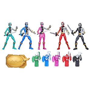 power rangers dino fury 5 team multipack 6-inch action figure toys with keys and chromafury saber weapon accessories (amazon exclusive)