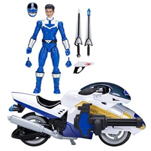 power rangers lightning collection time force blue ranger and vector cycle action figures with accessories, ages 4 and up, collectible toys