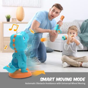 EagleStone Moveable Dinosaur Shooting Toys for Boys, Kids Target Shooting Games w/ 2 Air Pump Gun LCD Score Record& Sound, 48 Foam Balls Electronic Target Practice Gift Toys for Toddlers 5 6 7 8 9