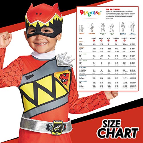 Red Power Rangers Costume for Toddlers. Official Licensed Red Ranger Dino Charge Classic Power Ranger Suit with Mask for Boys & Girls, Large (4-6)