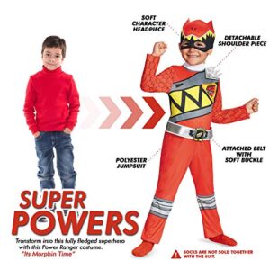 Red Power Rangers Costume for Toddlers. Official Licensed Red Ranger Dino Charge Classic Power Ranger Suit with Mask for Boys & Girls, Large (4-6)