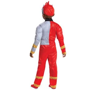 Red Ranger Toddler Size Muscle Costume, Official Power Rangers Dino Fury Outfit with Mask, Toddler Size Medium (3T-4T)