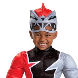 Red Ranger Toddler Size Muscle Costume, Official Power Rangers Dino Fury Outfit with Mask, Toddler Size Medium (3T-4T)