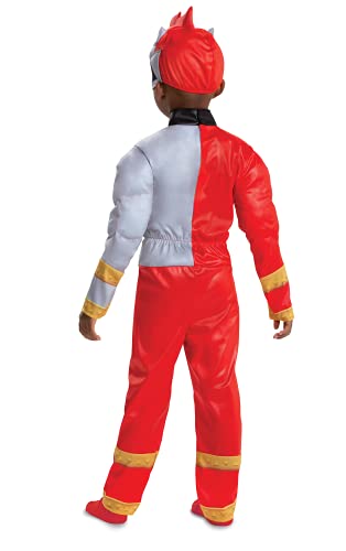 Red Ranger Toddler Size Muscle Costume, Official Power Rangers Dino Fury Outfit with Mask, Toddler Size Medium (3T-4T)